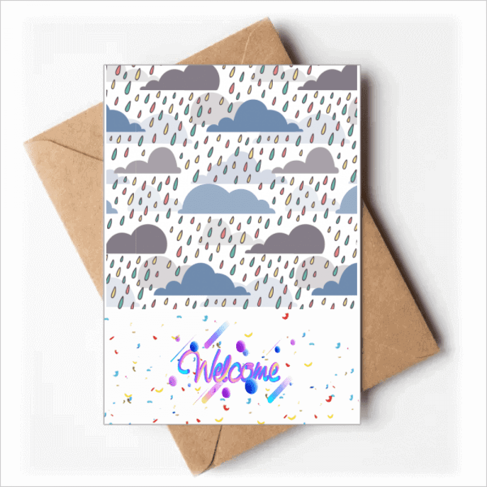 Cloud Rain Weather Drip Pattern Welcome Back Greeting Cards Envelopes ...