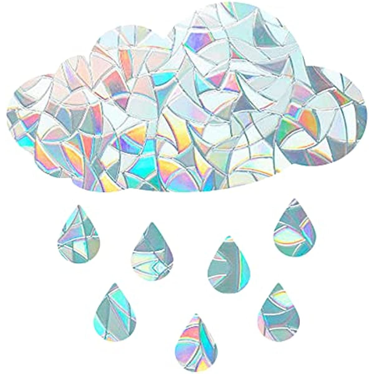 Cloud Raindrop Glass Alert Stickers Window Clings Static Rainbow Window ...