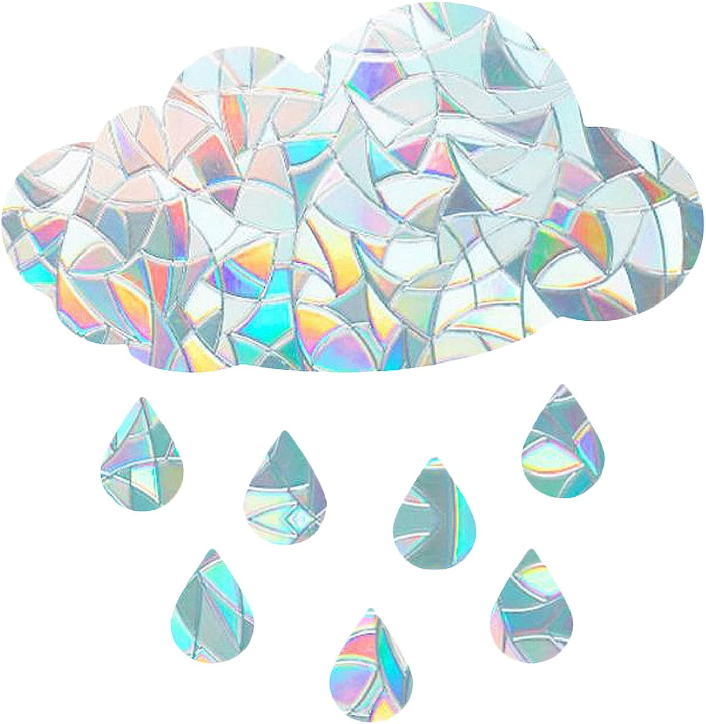 Cloud Raindrop Glass Alert Stickers Window Clings Static Rainbow Window ...