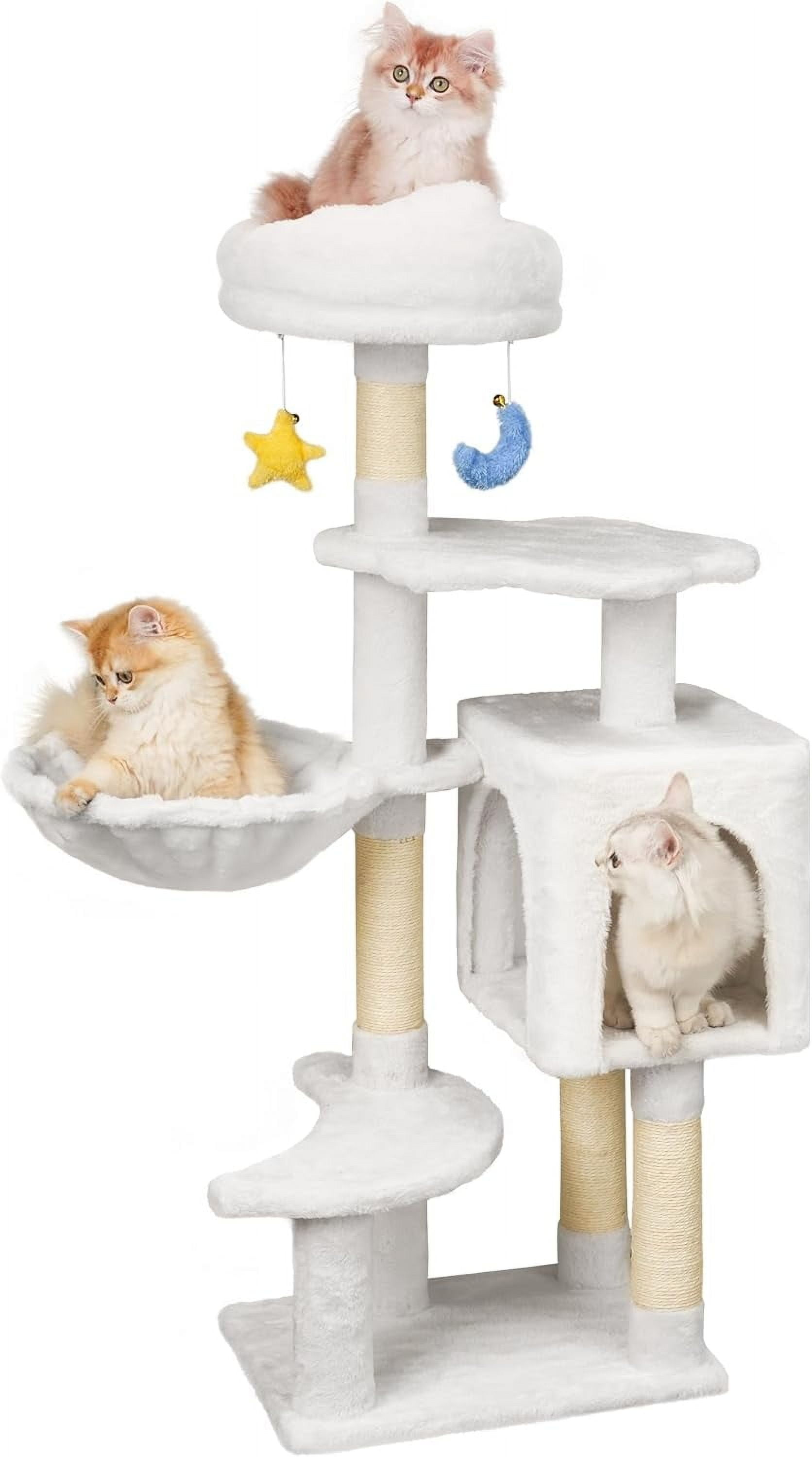Cloud-Shaped Cat Tree for Kittens, 43" Tall for Small Cats, 1 Hammock ...