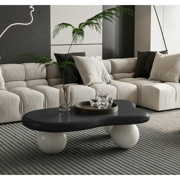 Cloud Shaped Coffee Table, Black White Modern Low Coffee Table with 3 ...