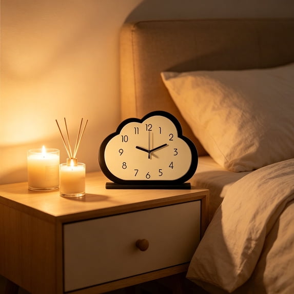 Cloud Shaped Desk Clock, Silent Non Ticking, Minimal Table Clock with ...