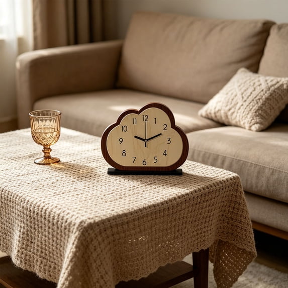 Cloud Shaped Desk Clock, Silent Non Ticking, Minimal Table Clock with ...