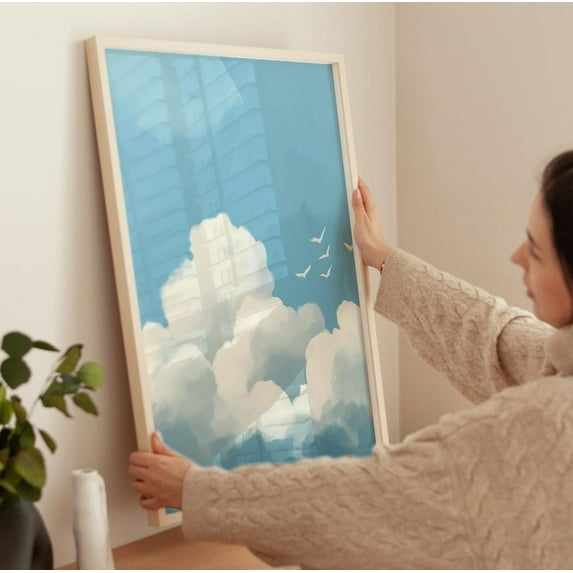 Cloud Sky Art Poster Neutral Nursery Decor, Birds , Still life Art ...