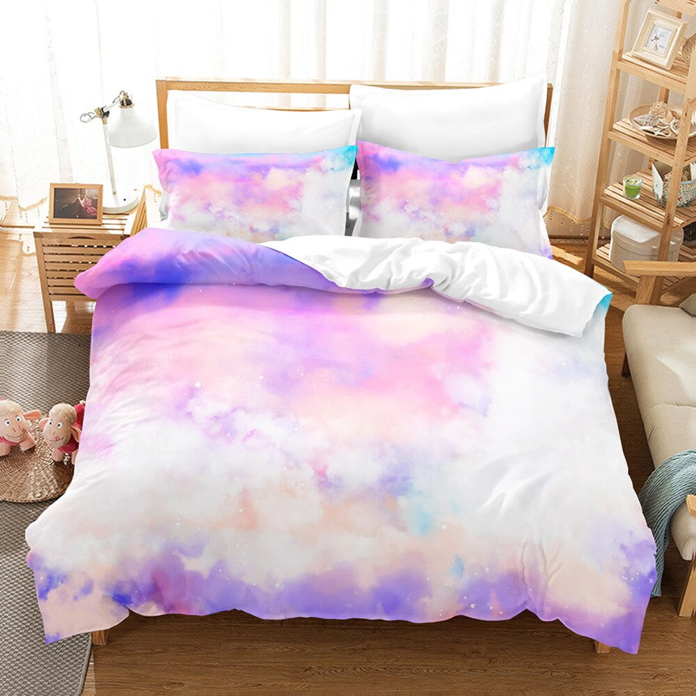 Cloud Sky Duvet Cover Pink Blue Cloud Pattern for Children Boys Natural ...