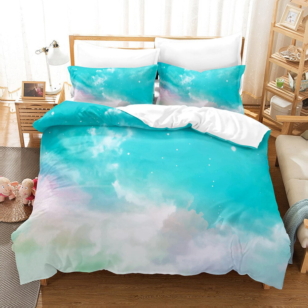 Cloud Sky Duvet Cover Pink Blue Cloud Pattern for Children Boys Natural ...
