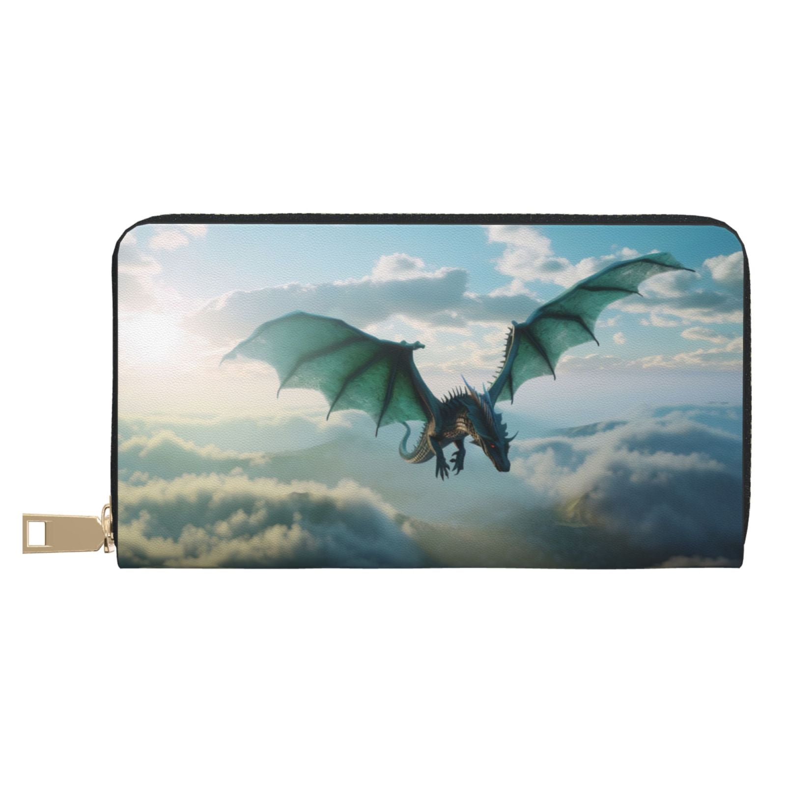 Cloud Sky Green Dragon Wallet Women, Leather Bifold Multi Card Wallet ...