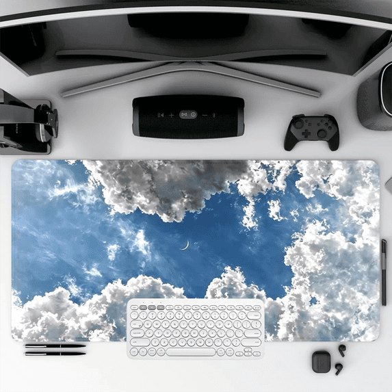 Cloud Sky Mouse Pad 35.4 x 15.8 Inches Rubber Desk Mat with Crescent ...