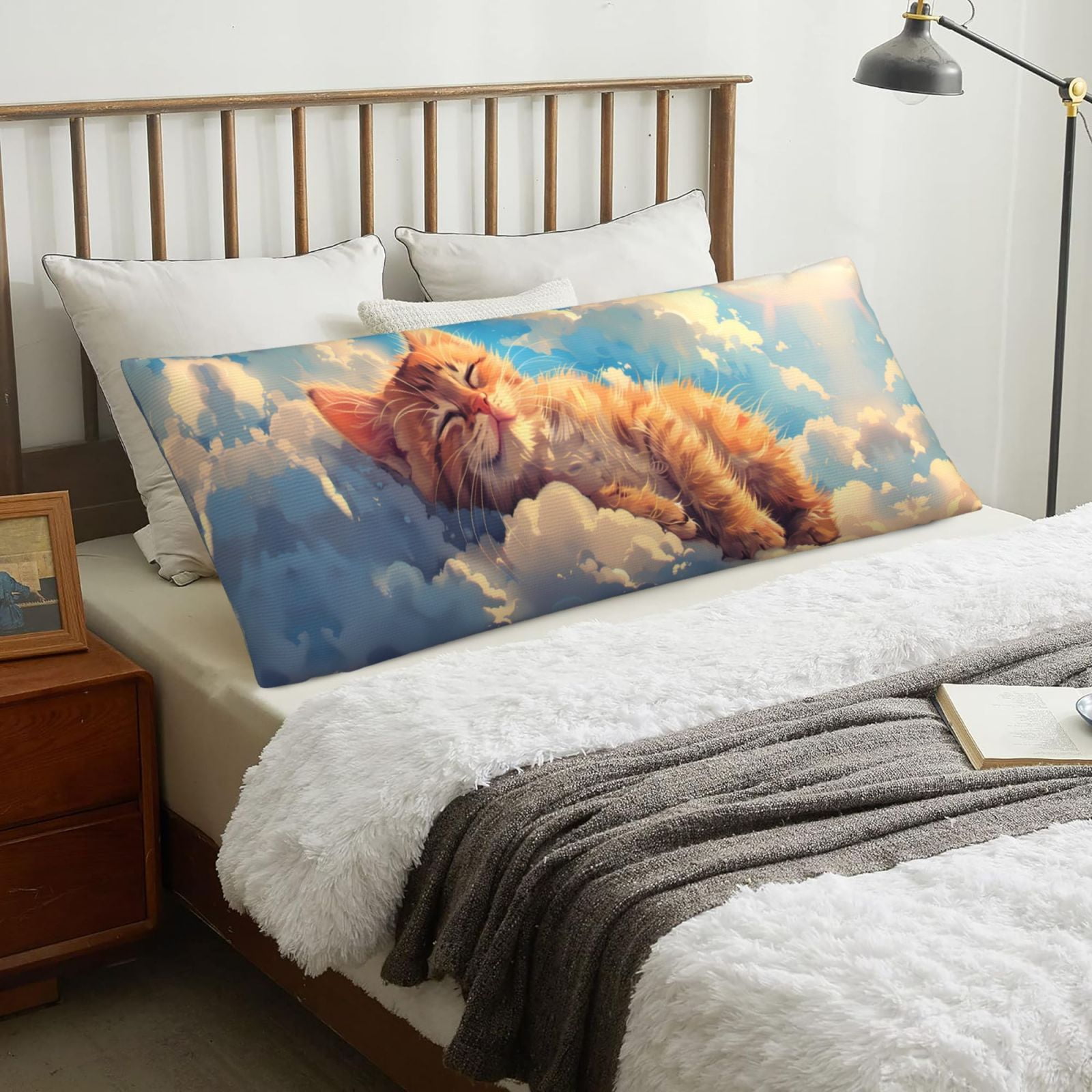 Cloud Sleeping Cat Body Pillow Cover Body Pillow Cases with Zipper Soft ...