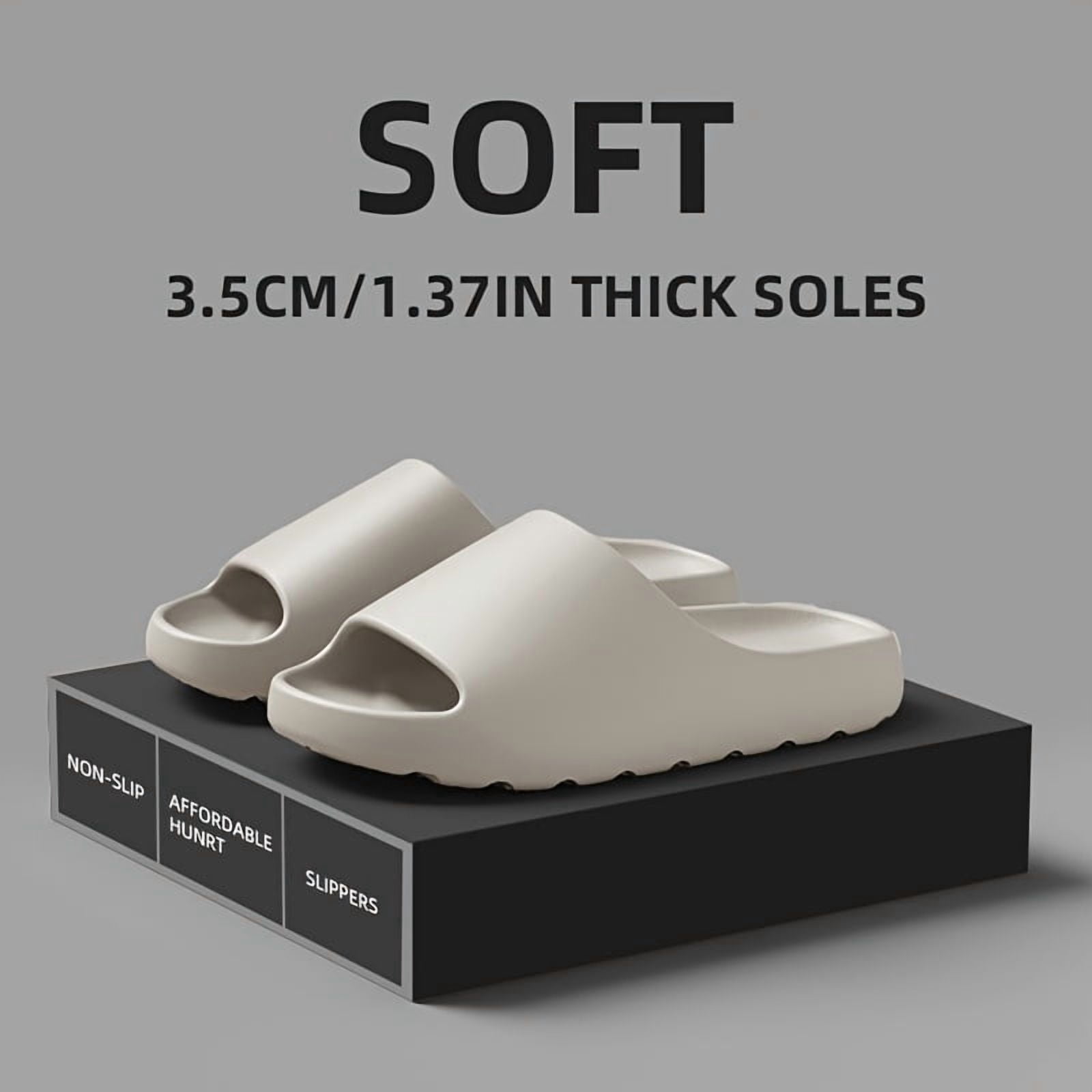 Cloud Slide Slippers for Men and Women, Thick 1.37in Cushioned EVA Sole ...