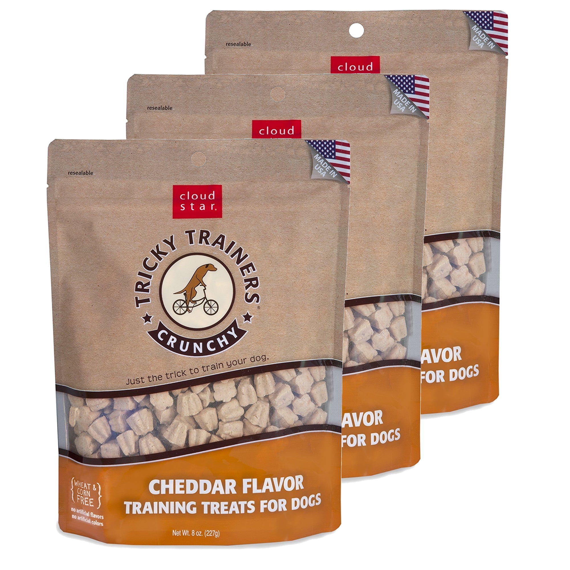 Cloud Star Chewy Tricky Trainers Cheddar 8 oz Dog Treats 3 Pack ...
