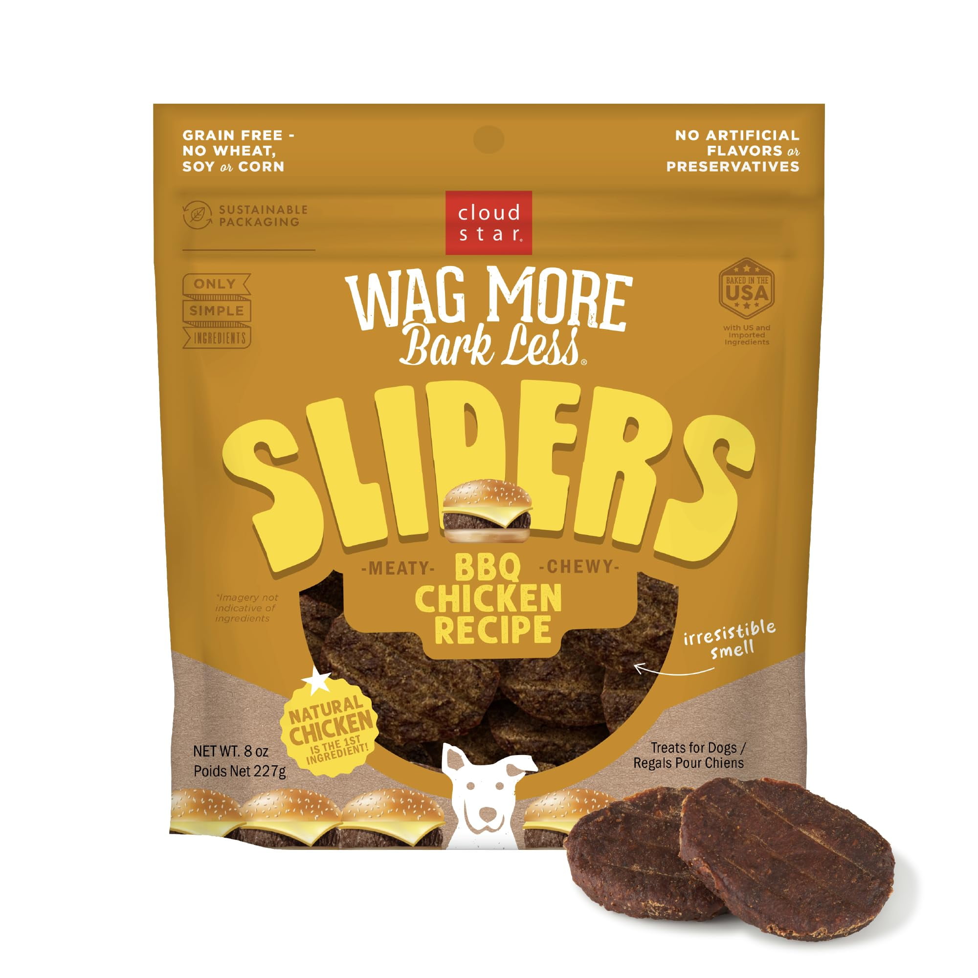 Cloud Star Wag More CCF19 Bark Less Sliders Dog Treats, BBQ Chicken 8 ...