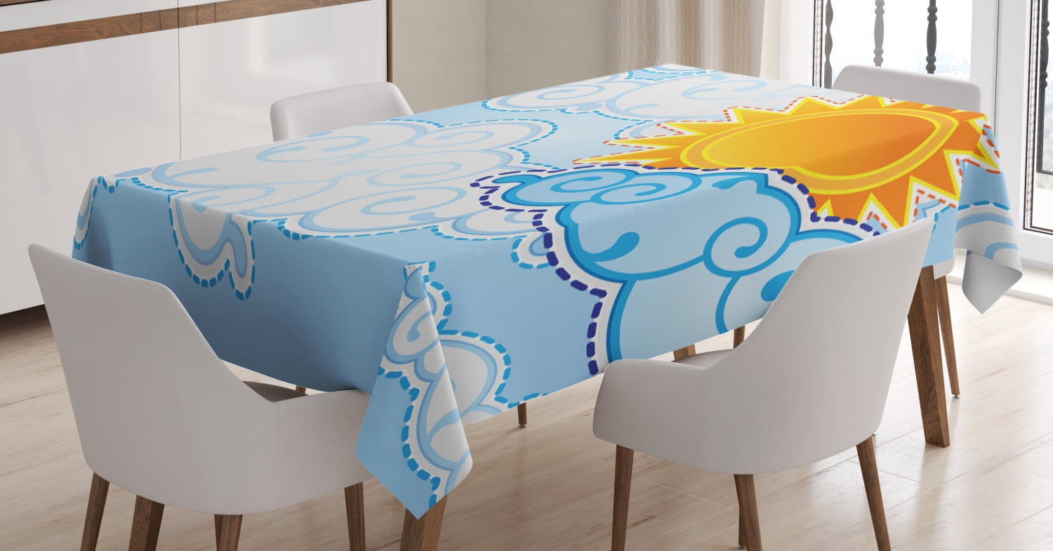 Cloud Tablecloth, Cartoon Summer Season Ornamental Sunny Day ...