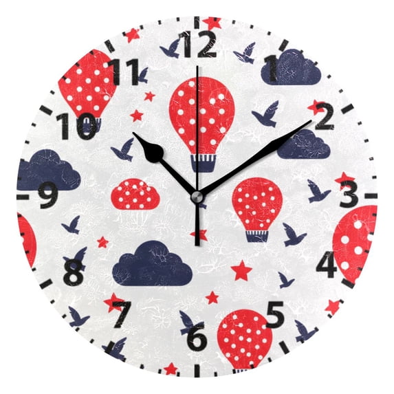 Cloud Tile Hot Air Balloon Pattern Wall Clock 10in Round Artistic Oil ...