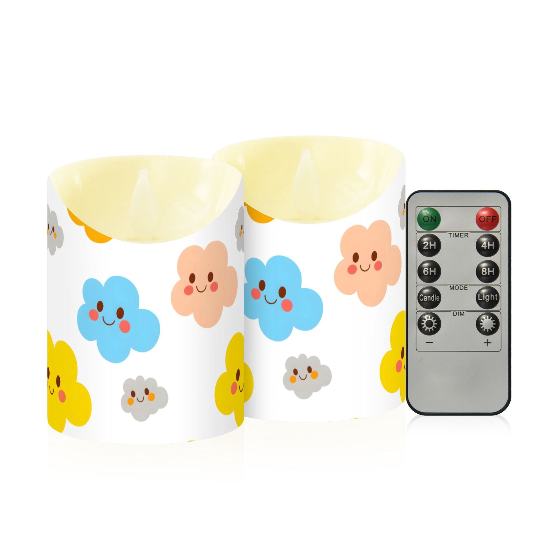 Cloud Tile White Pattern Flameless Candles 2 PCS with Remote Realistic ...