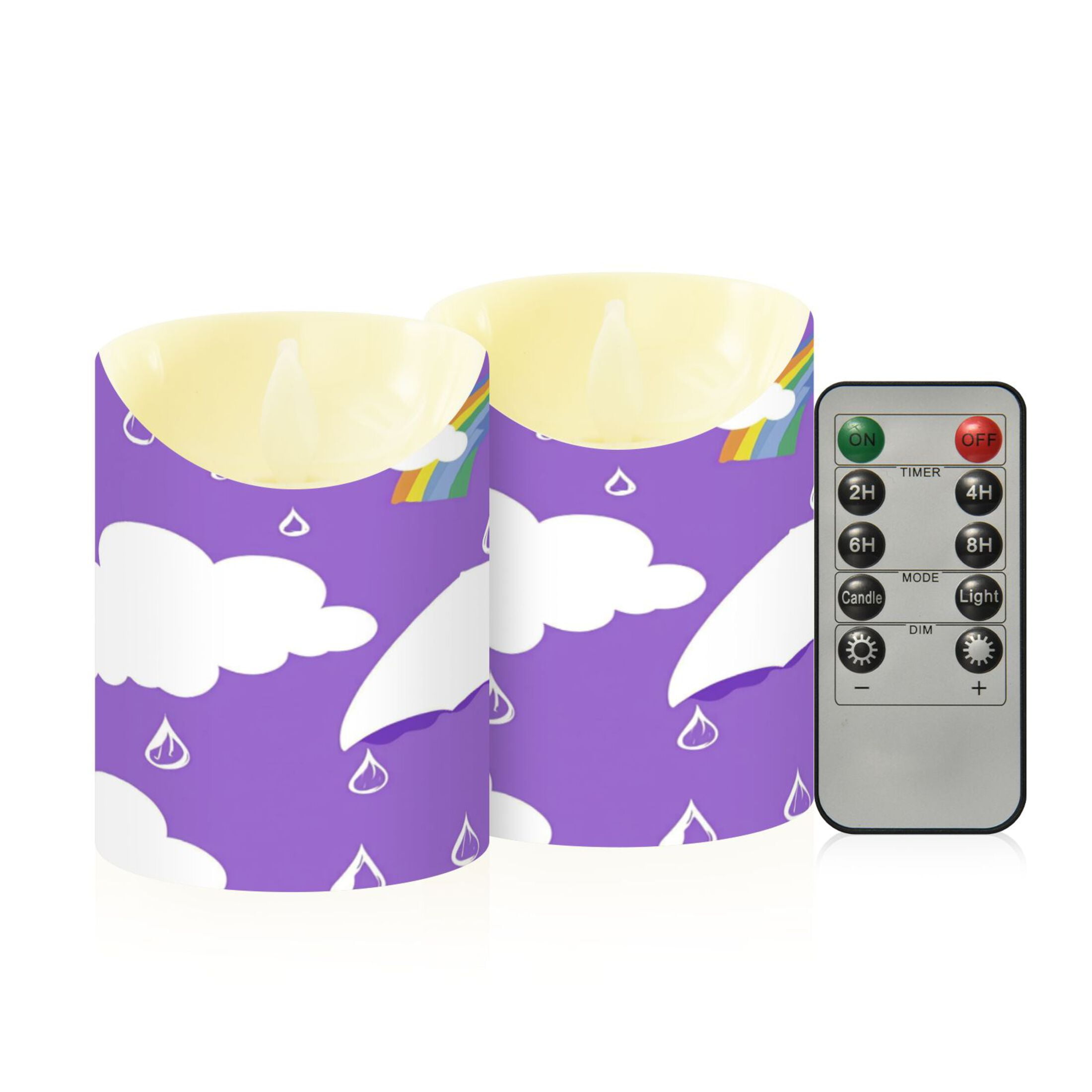 Cloud Umbrella and Rainbow Flameless Candles 2 PCS with Remote ...