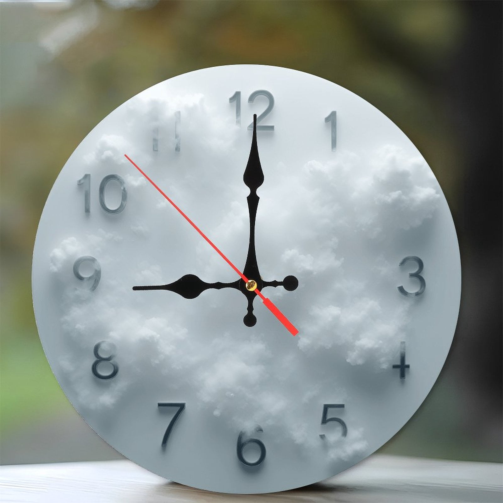 Cloud Wall Clock Design 10-Inch Silent Wooden Wall Clock, Battery ...