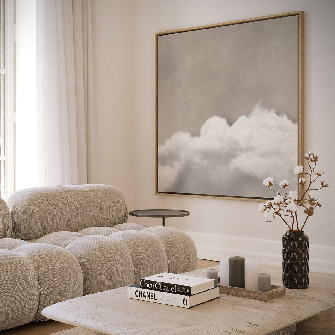 Cloud Wall Decor Over The Bed, Square Wall Art, Framed Wall Art, Minimalist, Large Wall Art ...