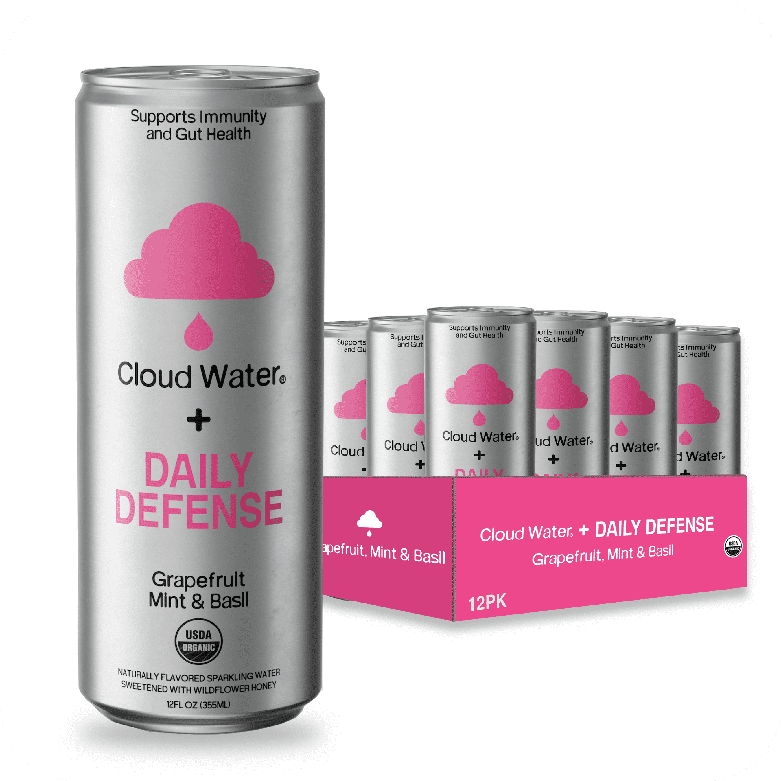 Cloud Water +DAILY DEFENSE Grapefruit Mint & Basil, 12 Pack - Walmart.com