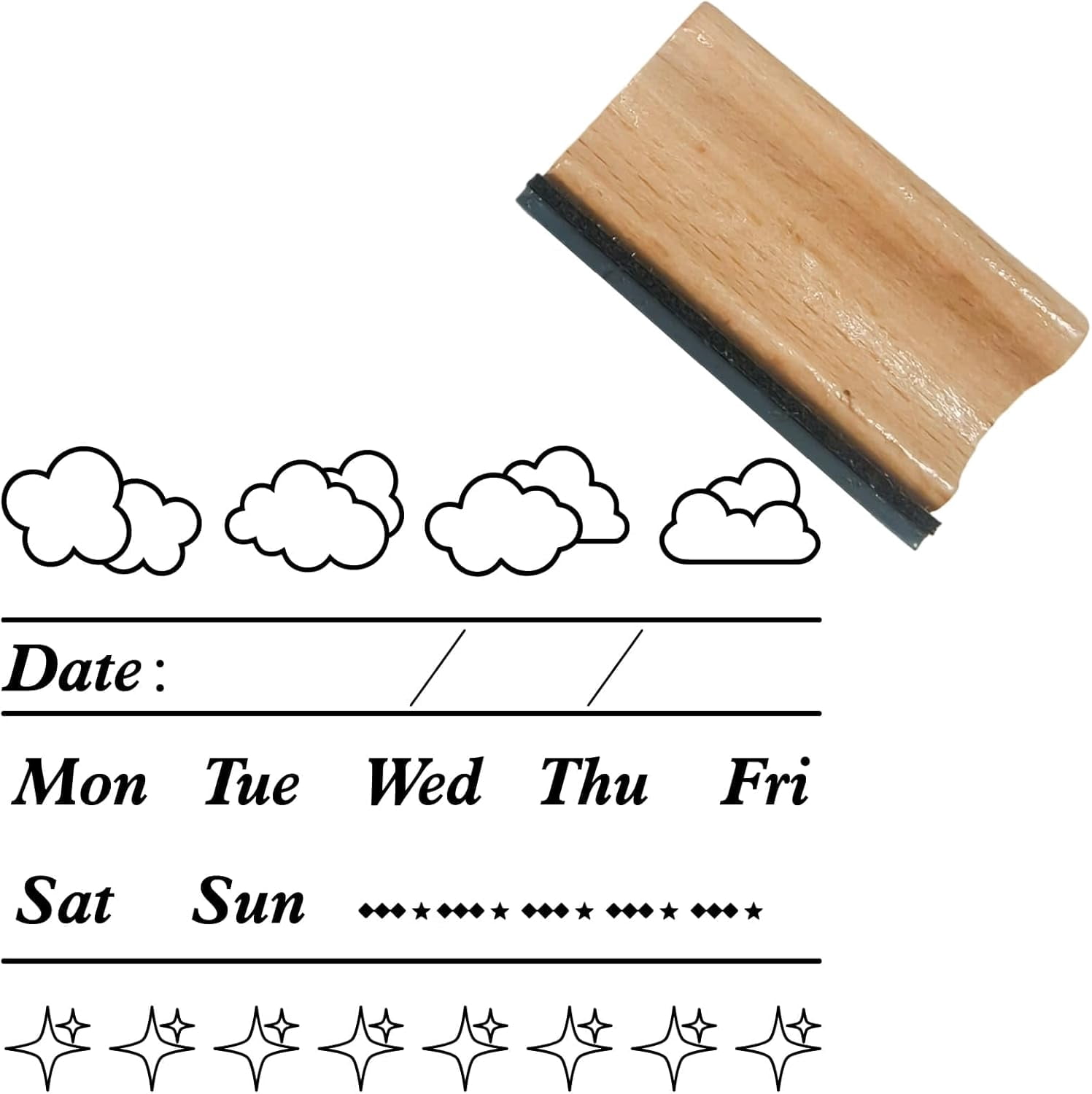 Cloud Wood Rubber Stamps Small Natural Wooden Reusable 1.57in ...
