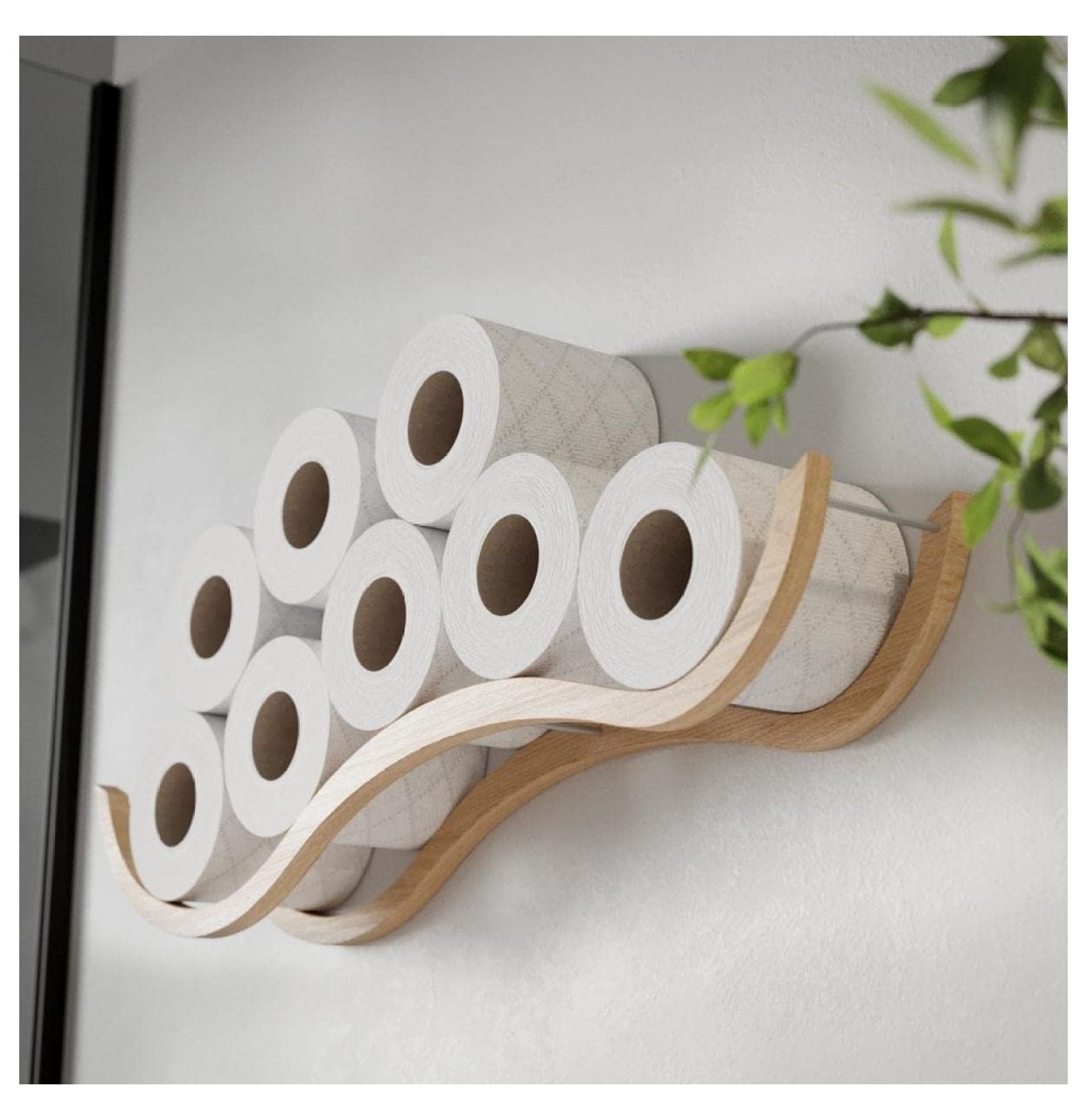 Cloud Wooden Wall Mounted Toilet Roll Holder, Loo Paper Storage Shelf ...