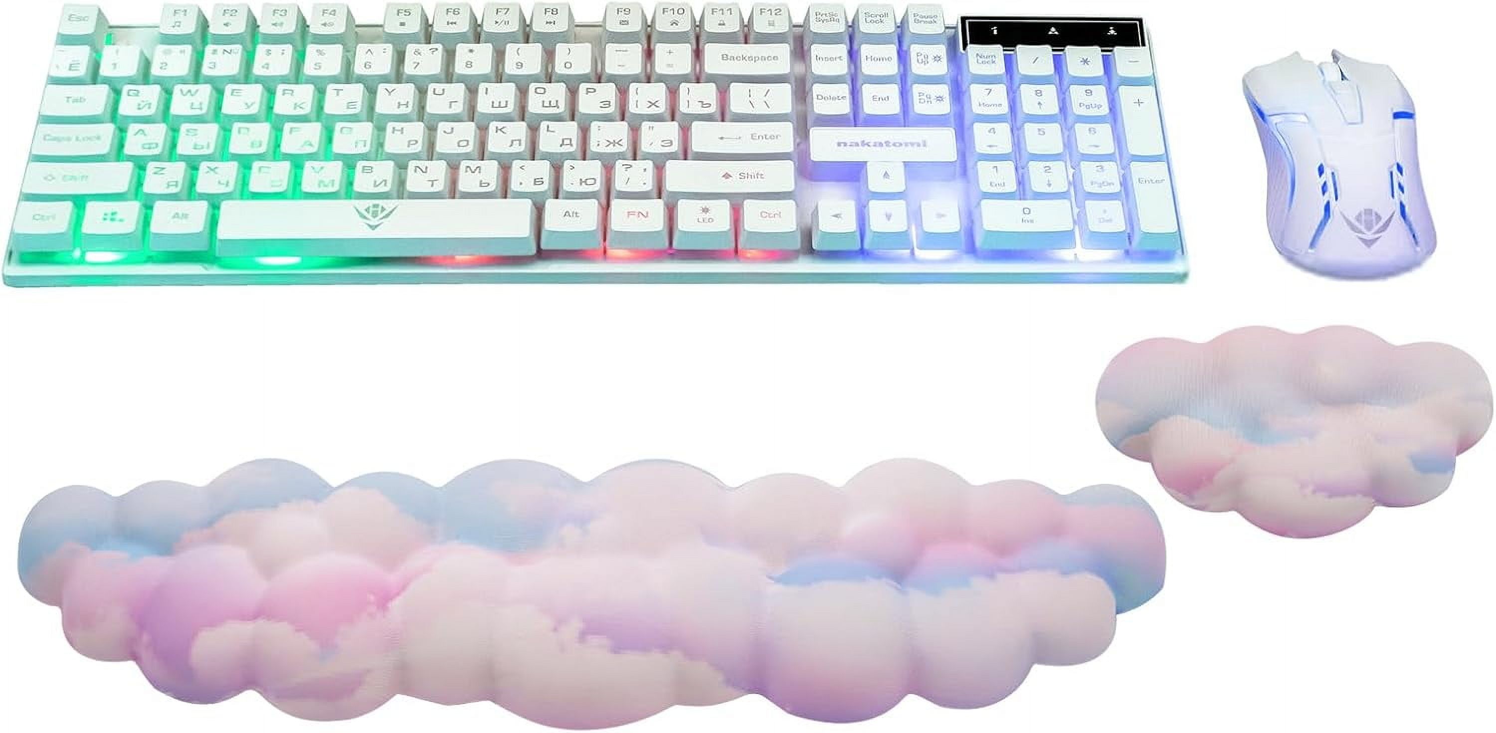 Cloud Wrist Rest, 2 Pcs Memory Foam Cute Cloud Palm Rest Keyboard with ...