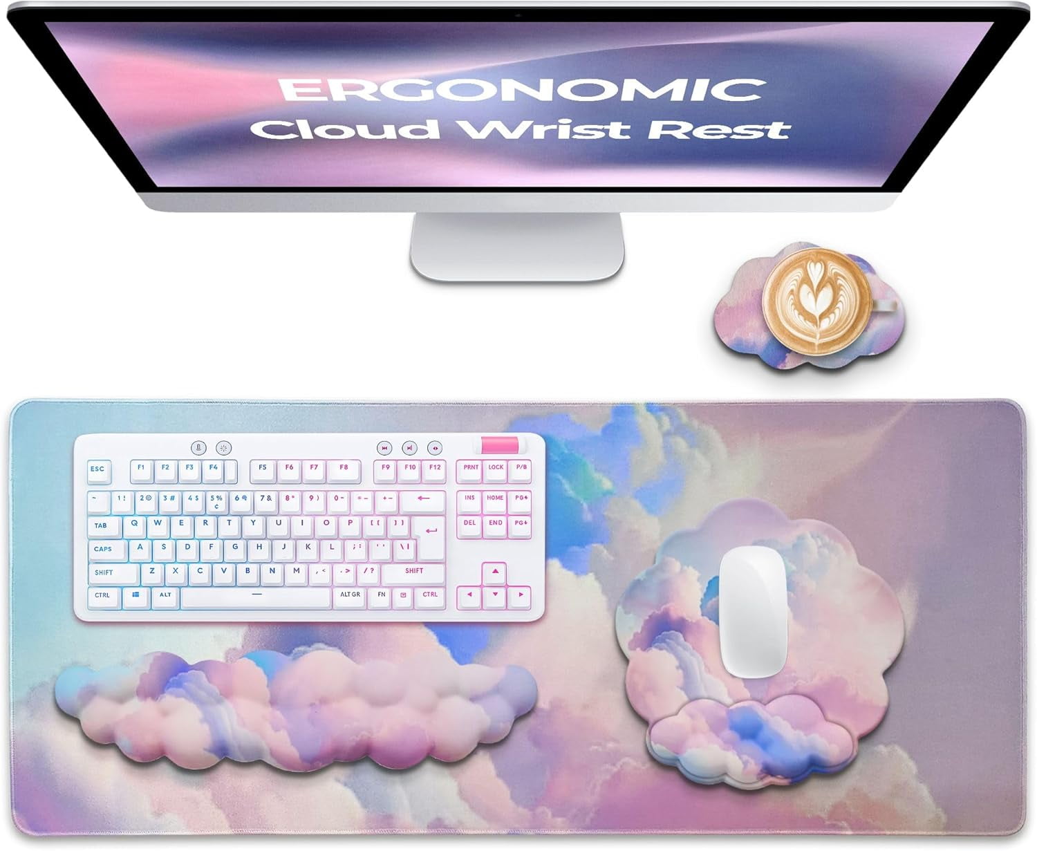 - Cloud Wrist Rest Keyboard, Mouse Pad, Wrist Rest Pad, Cloud Drink ...