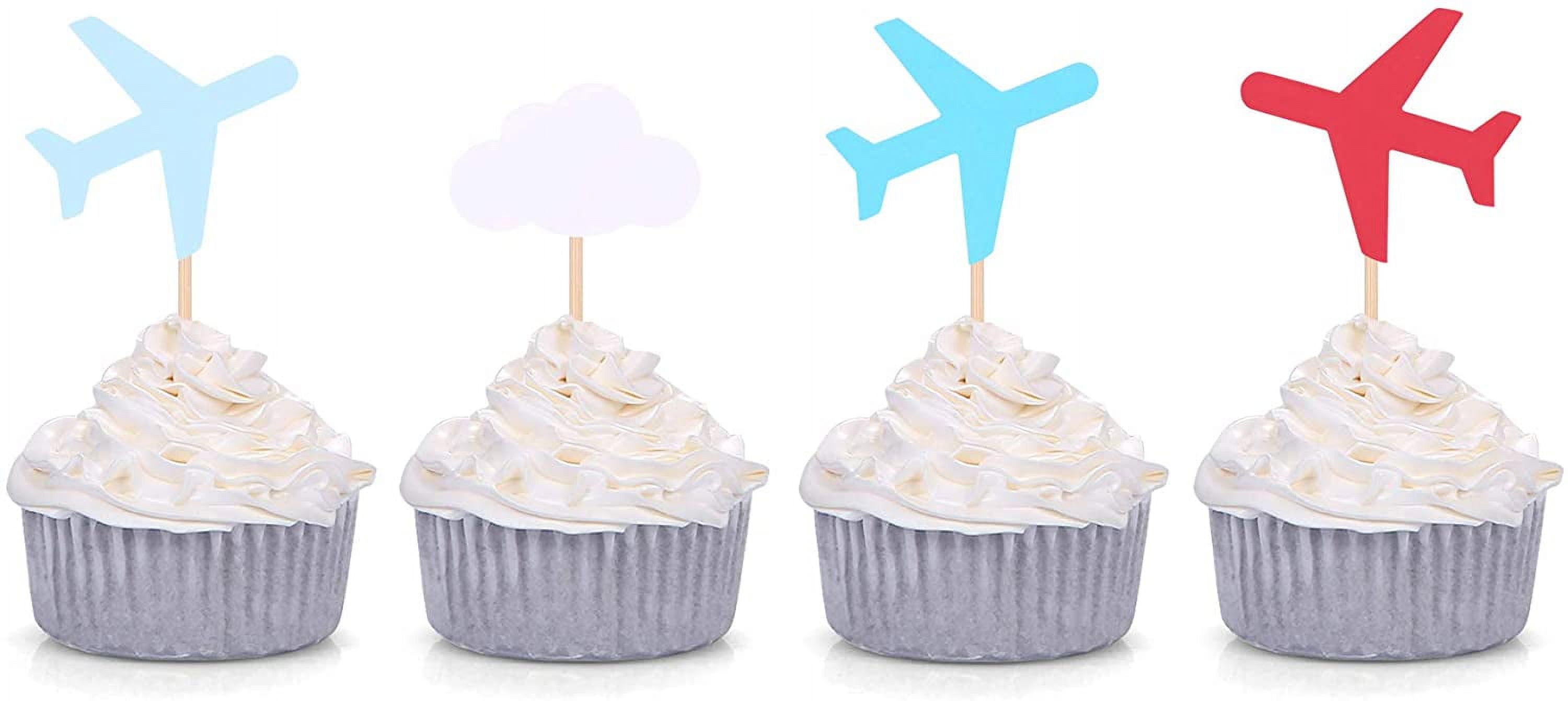 Cloud and Plane Cupcake Toppers Baby Shower Decoration How Time Flies ...