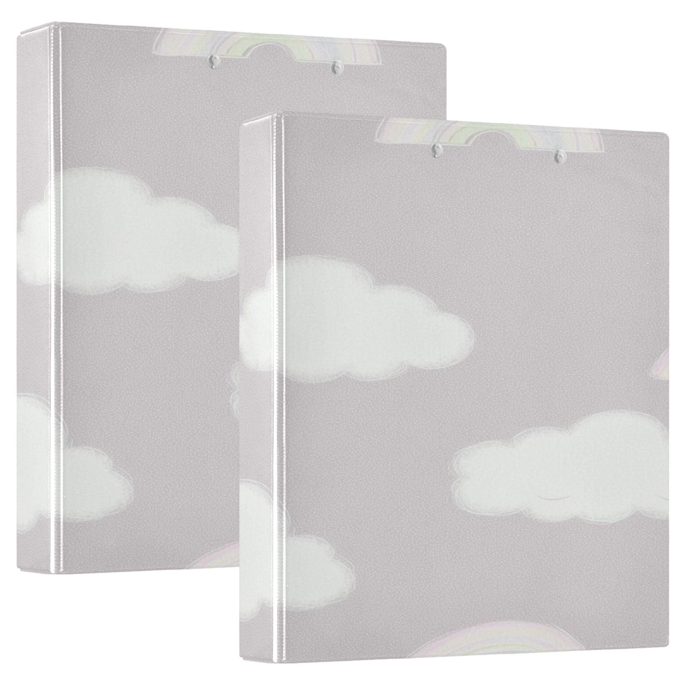 Cloud and Rainbow Pattern 12.4x10.6in PVC Round Ring Binders, 2-Pack, D ...