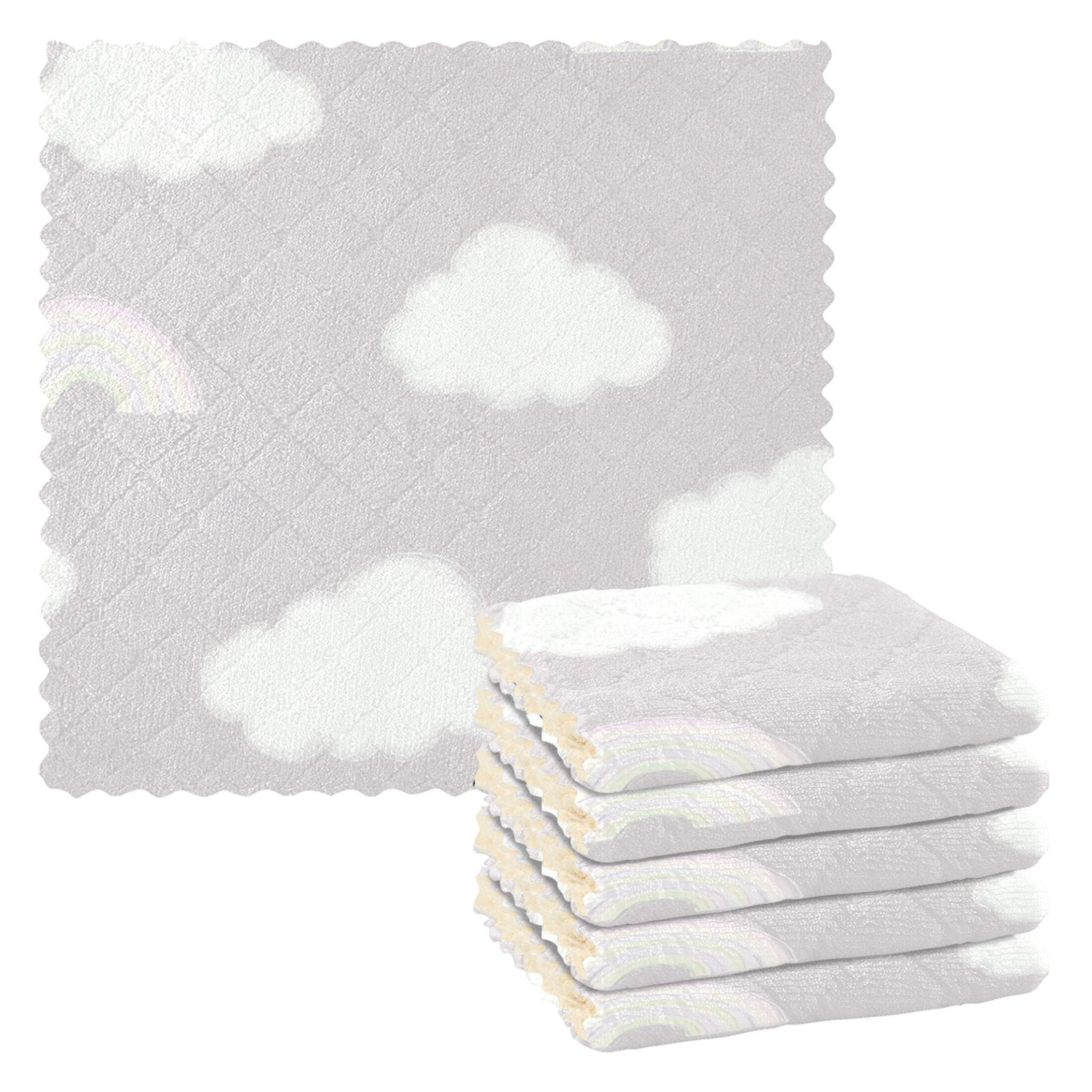 Cloud and Rainbow Pattern 6 Pack Kitchen Cleaning Cloths 11'' x 11 ...
