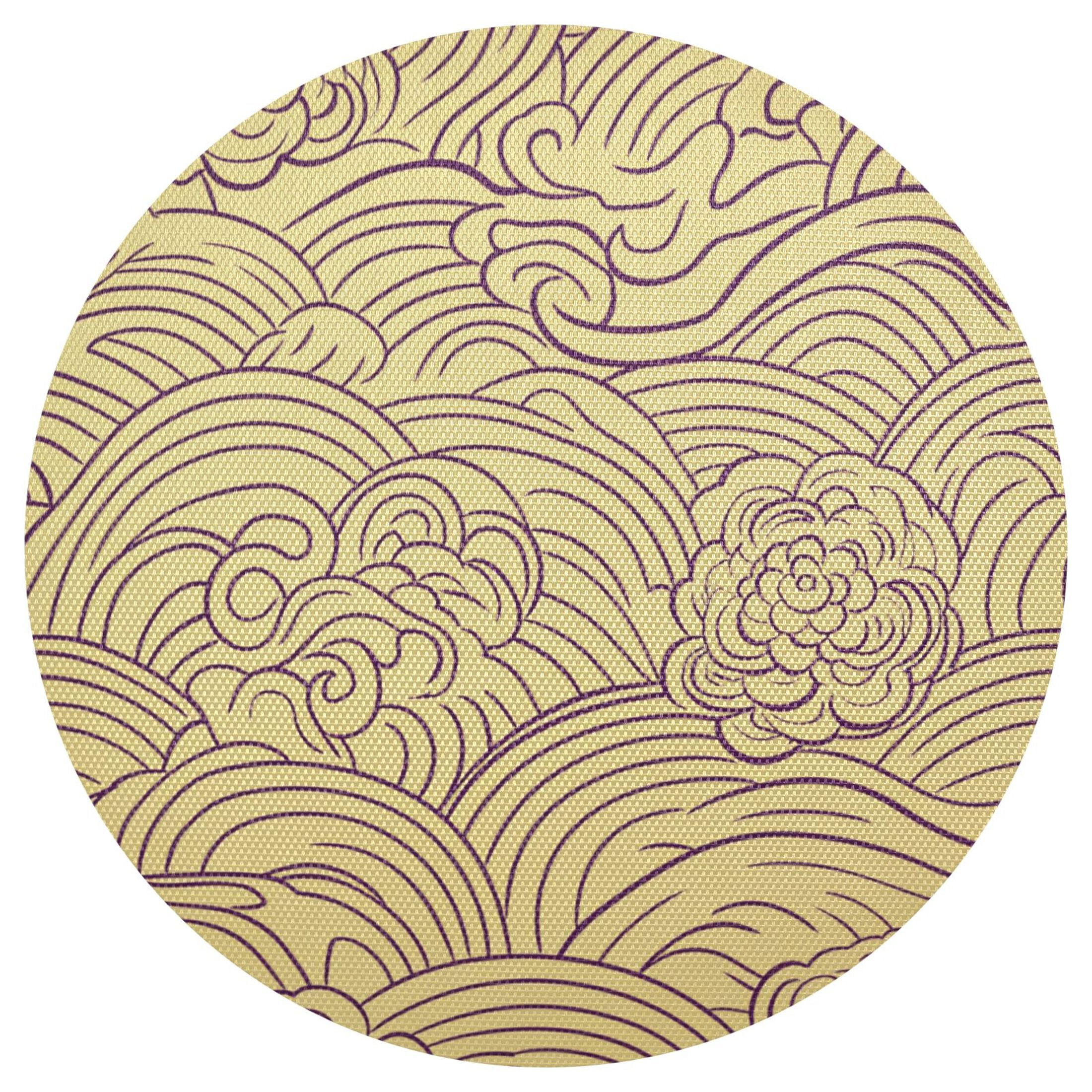 Cloud and Wave Pattern 4-Piece 15.4in Heat-Proof PVC Plate Mats, Easy ...