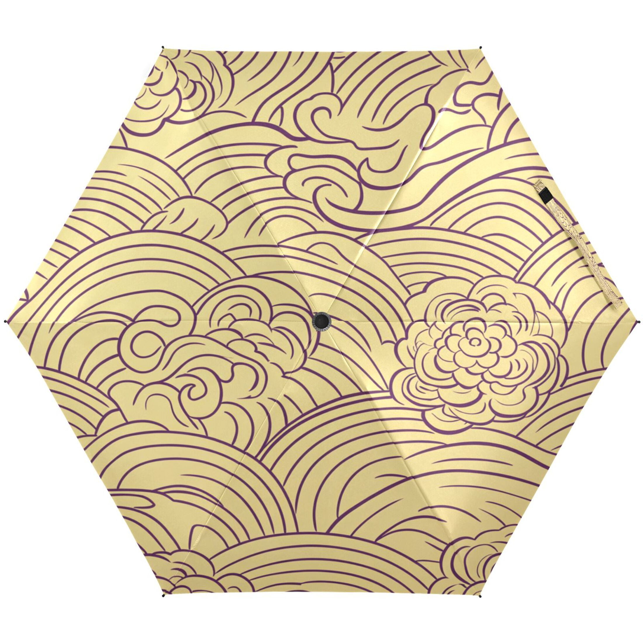 Cloud and Wave Pattern Umbrellas for Sun Auto Open Close UV50 ...