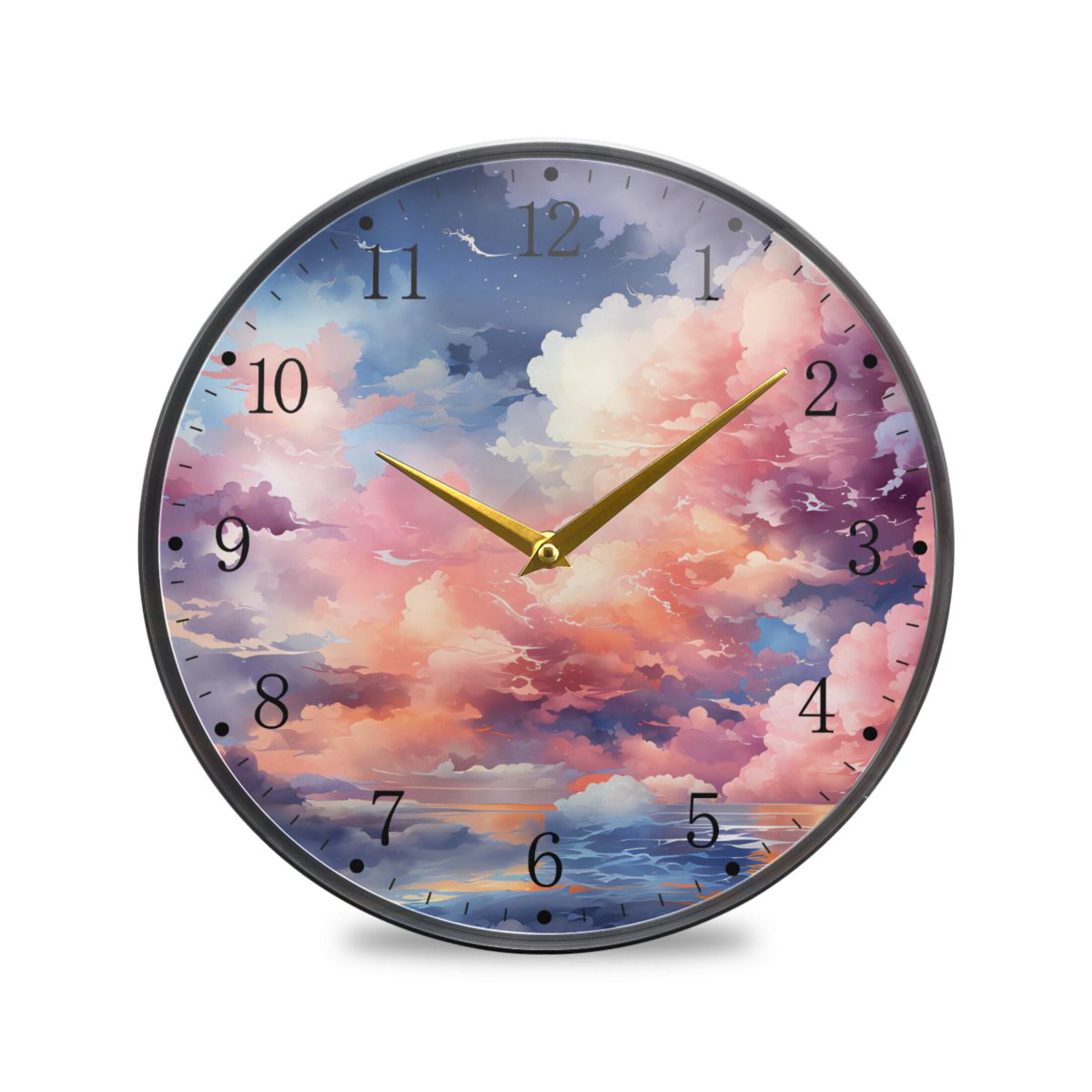 Cloud in Sky Acrylic Wall Clocks Quiet Round Clock Battery Operated Non-Ticking Clock for ...