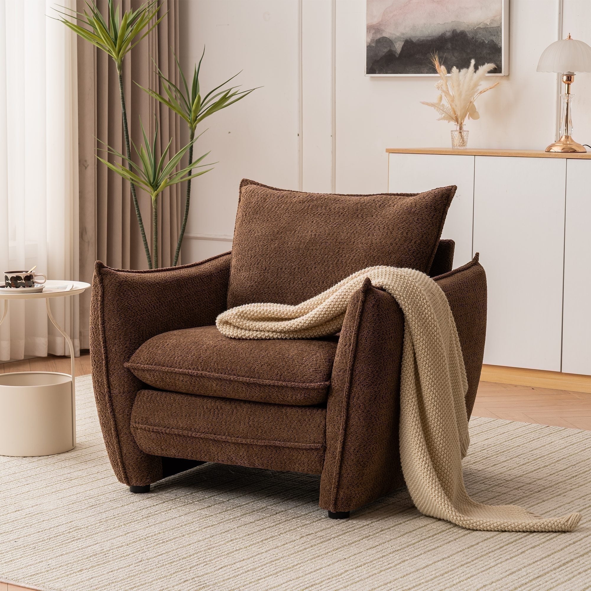 Cloud Like Modern Sofa Chair Side Pocket Design With Thickened 6-Inch ...