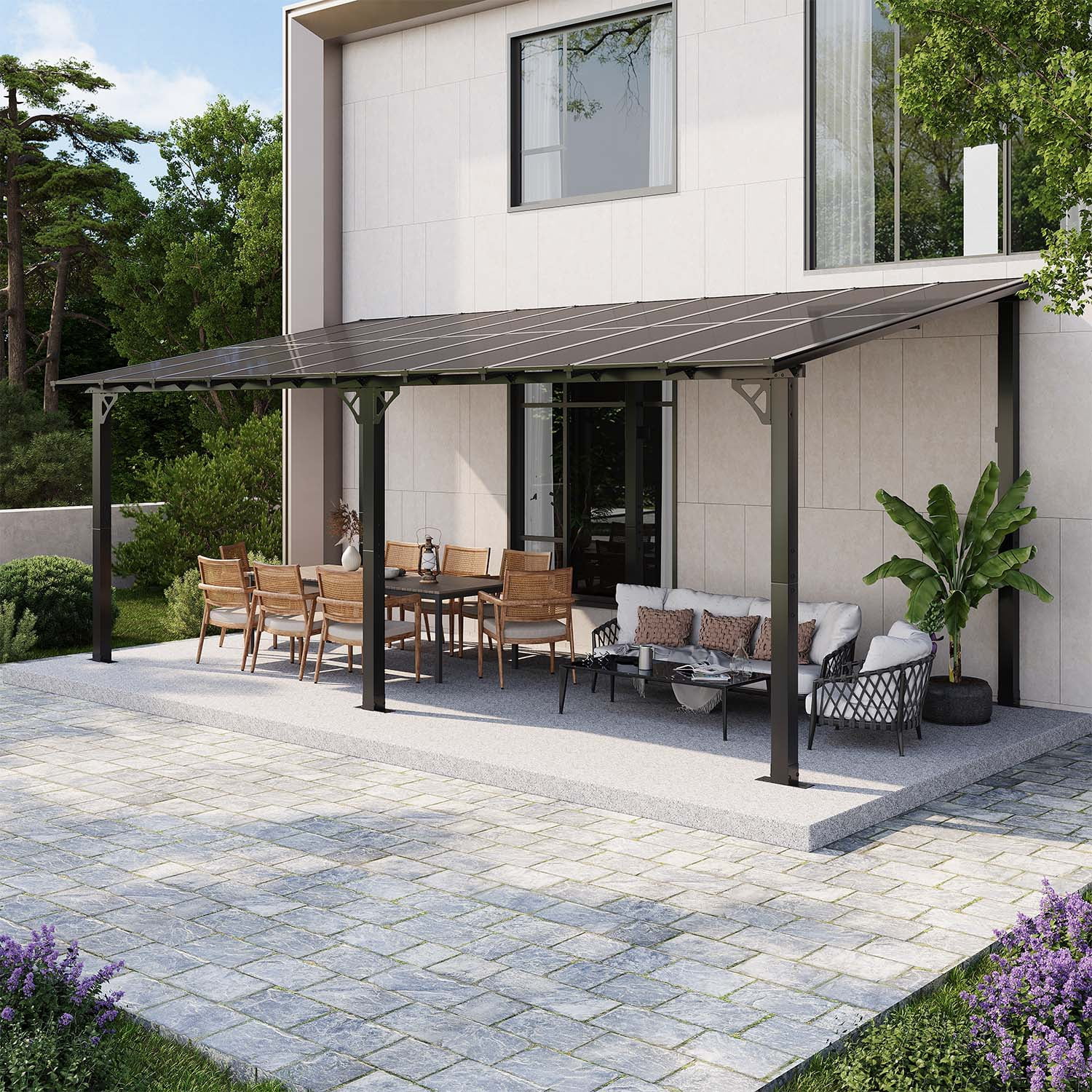 Clouddwell 20x10 FT Black Aluminum Hardtop Pavilion, Elegant Outdoor ...