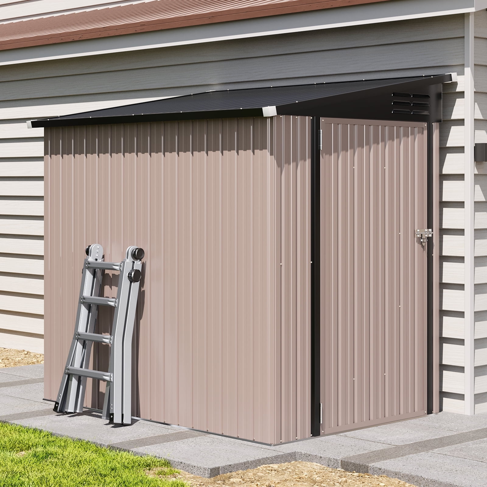 Clouddwell 6 x 4 Ft. Outdoor Metal Storage Shed, Lockable Lean-To ...