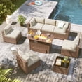 Clouddwell 8 Piece Outdoor Patio Furniture Set with 44" Fire Pit Table ...
