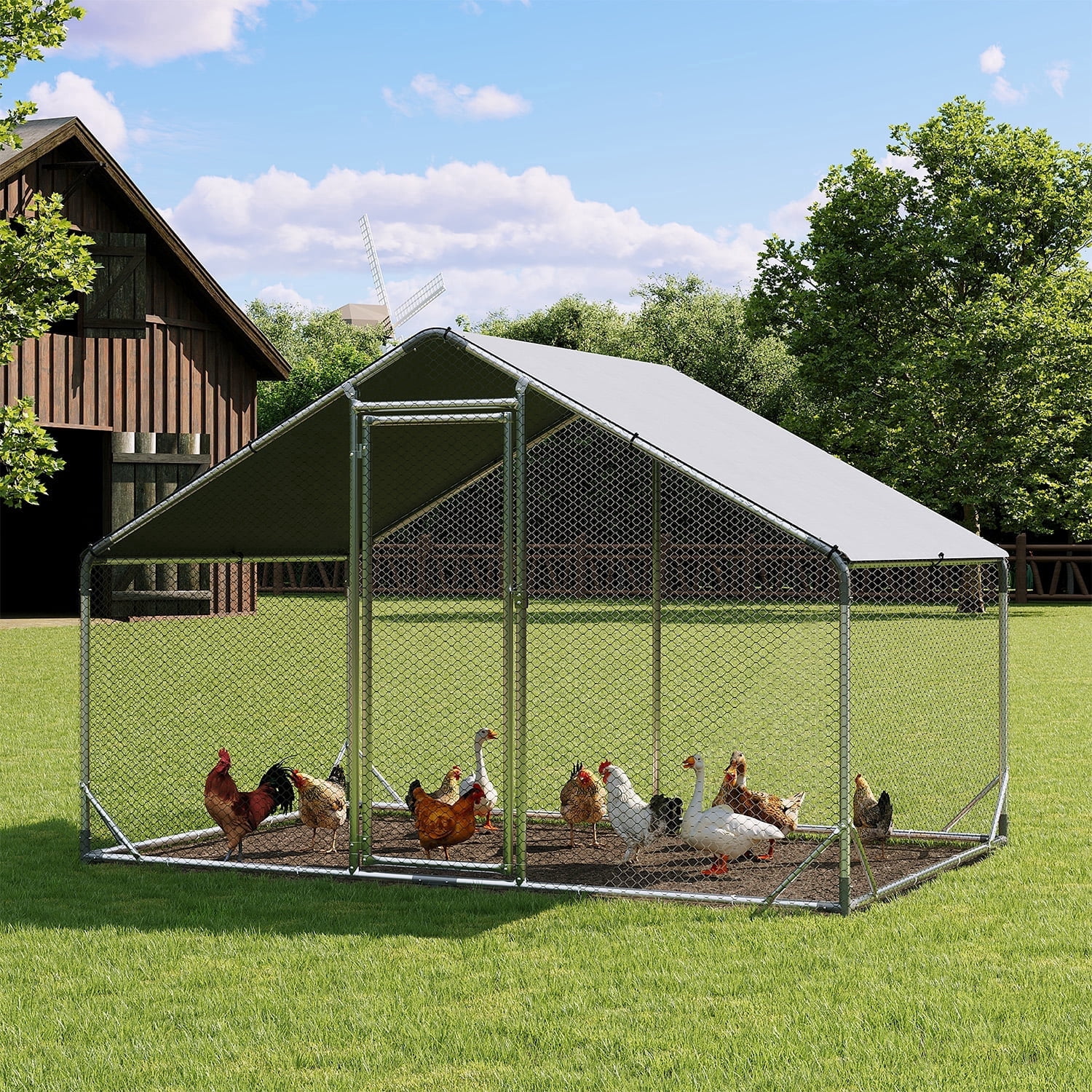 Clouddwell 65 Sq Ft Large Walk-In Chicken Coop with Waterproof Spire ...