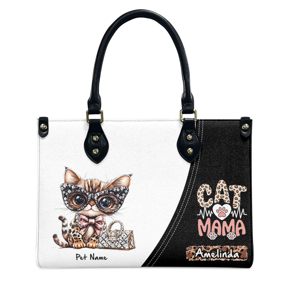 Clouded Leopard Cat Bag, Personalized Leather Handbags For Women ...