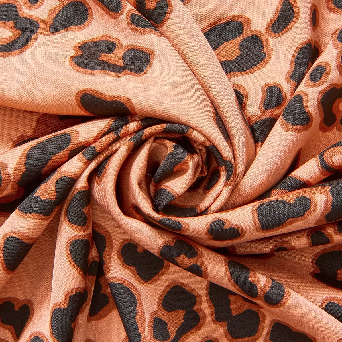 Clouded Leopard Crepe De Chine Print Fabric Strawberry Sheer Polyester ...
