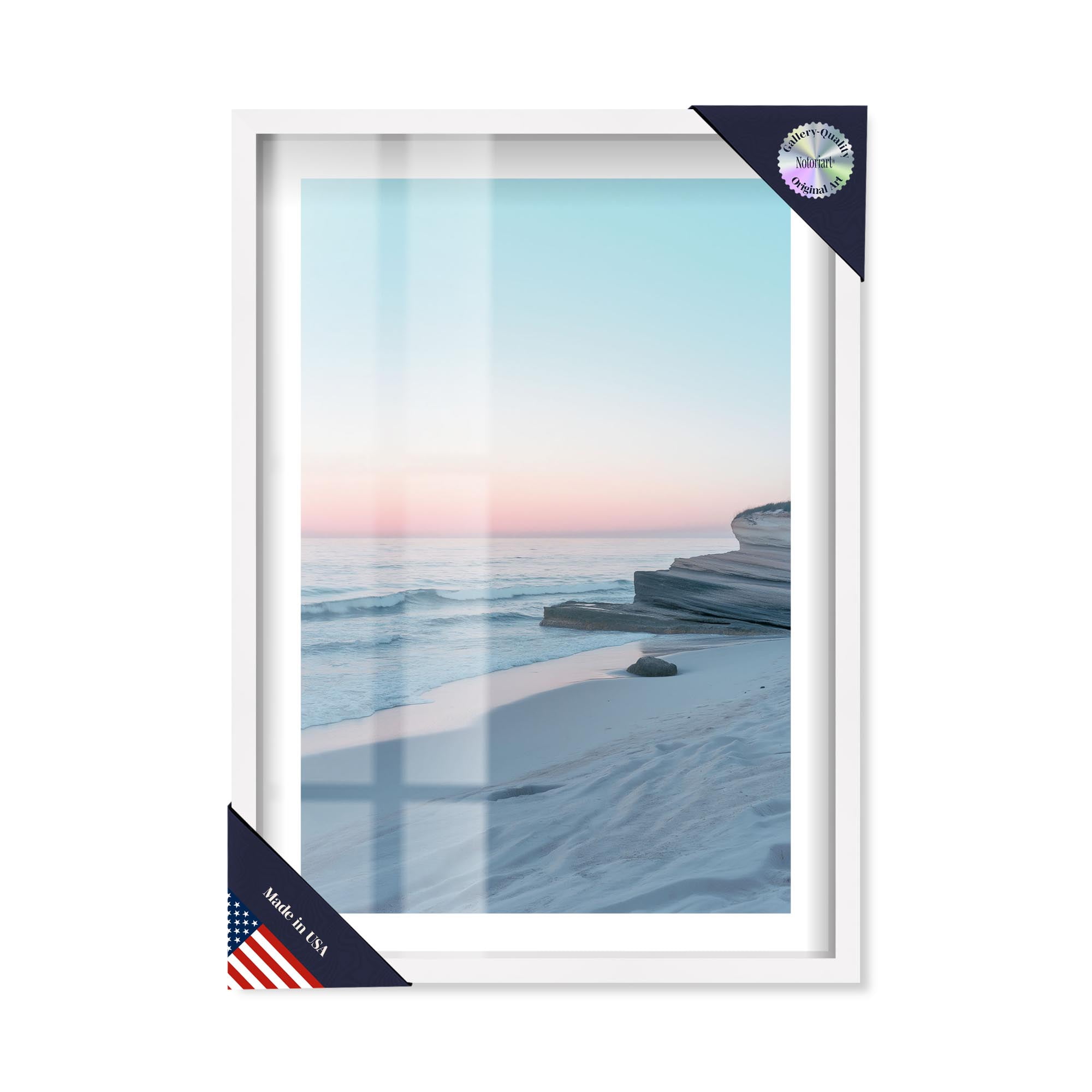 Clouded Shore Shadowbox Print Coastal Art Prints by Notoriart, White ...