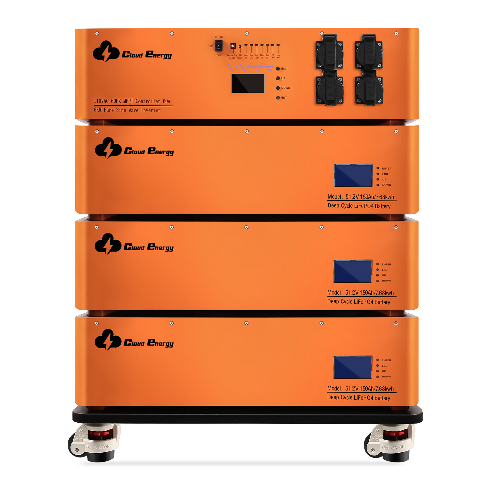 Cloudenergy 48V 450Ah 23.04Kwh Stackable LiFePO4 Battery with 6kw ...