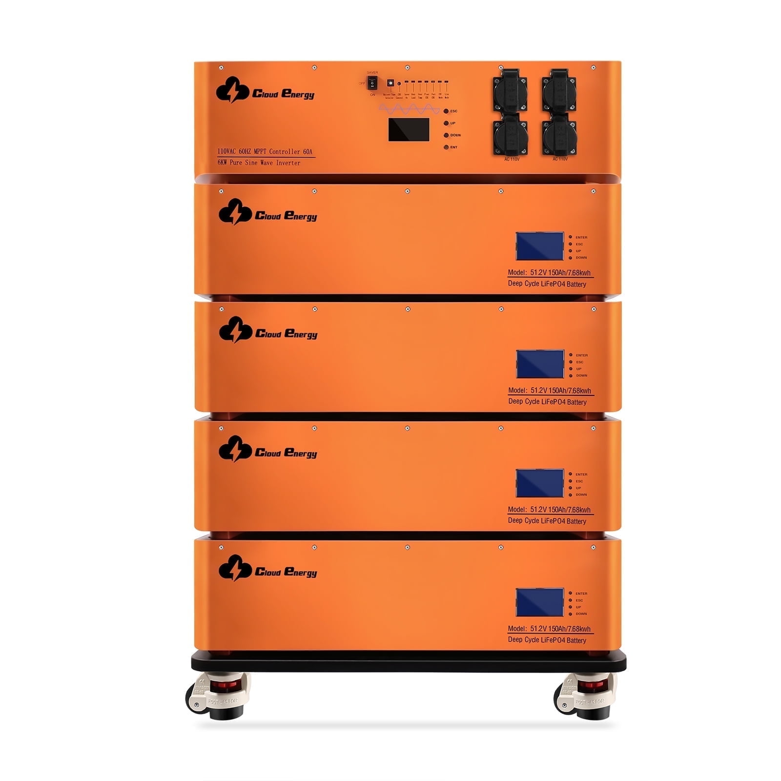 48V Stackable LiFePO4 Battery with 6kw Inverter 60A Mttp 10 Year ...