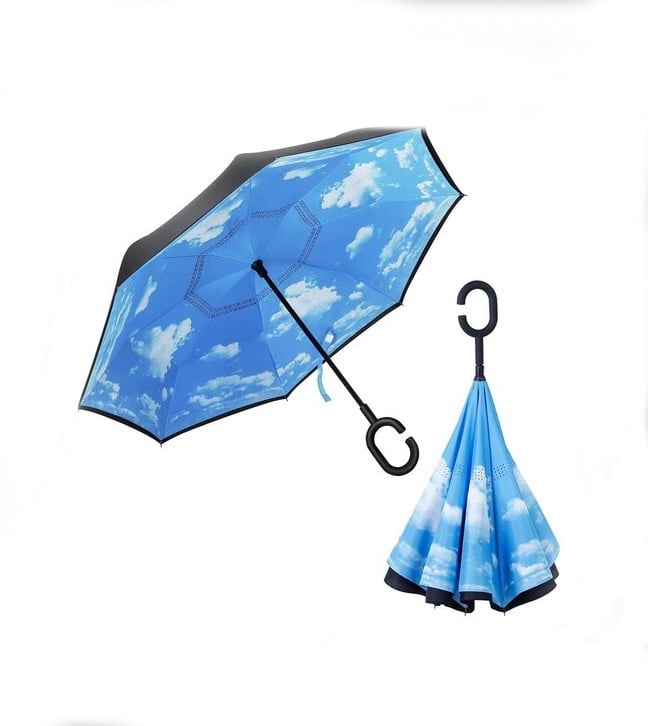Cloudnine Double Layer Reverse Umbrella with 48" Canopy, Blue Sky ...