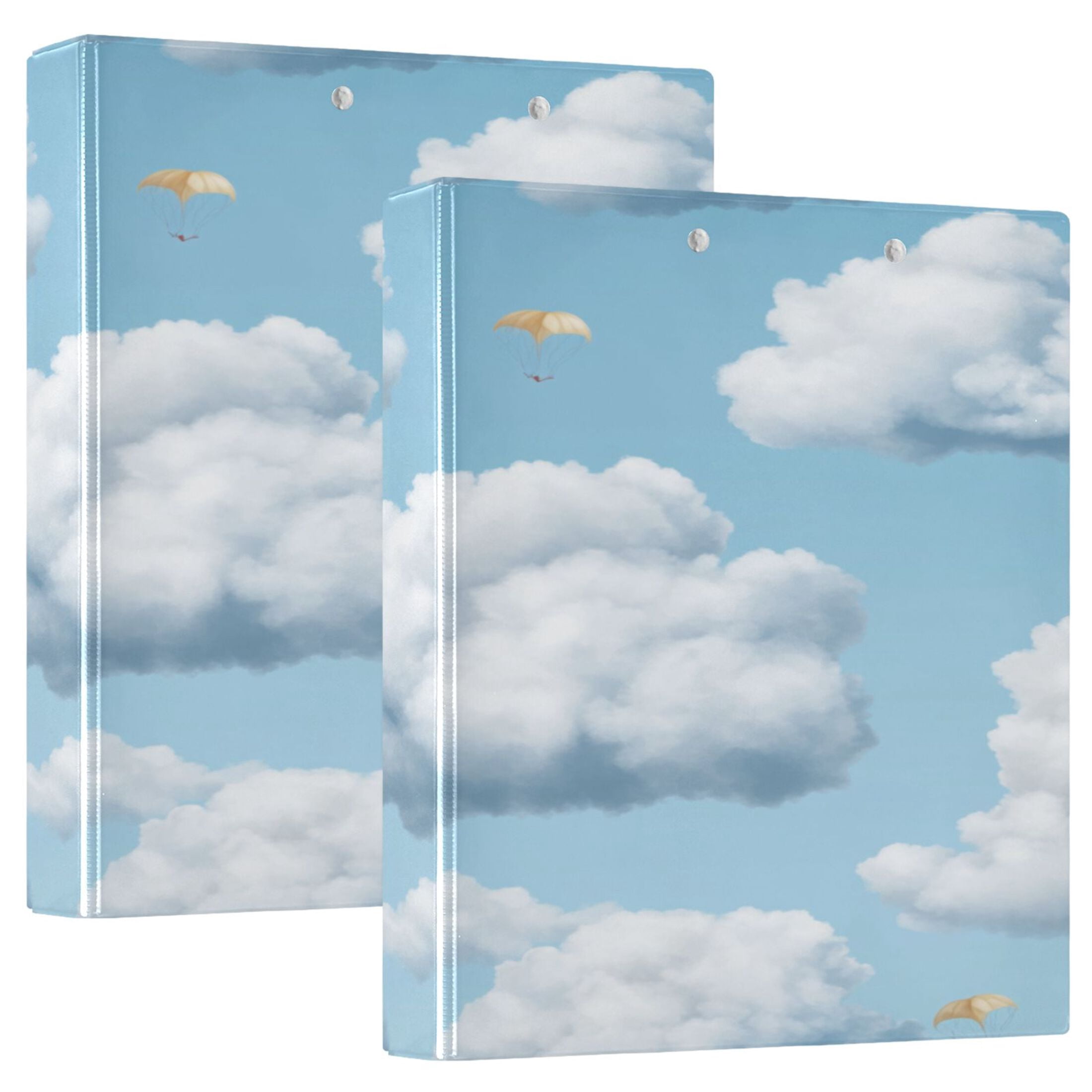 Clouds 12.4x10.6in PVC Round Ring Binder, D-Ring 3-Hole, Metal Clip ...