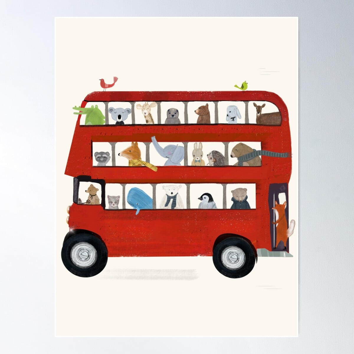 The Big Little Red Bus Poster Wall Art, Modern Wall Decor For Living ...