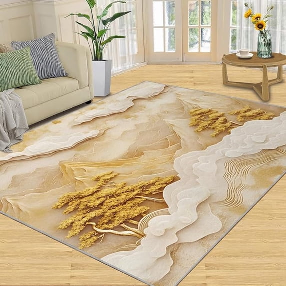 Clouds Area Rug - Golden Forest Rugs For Living Room - 3D Embossing Art ...
