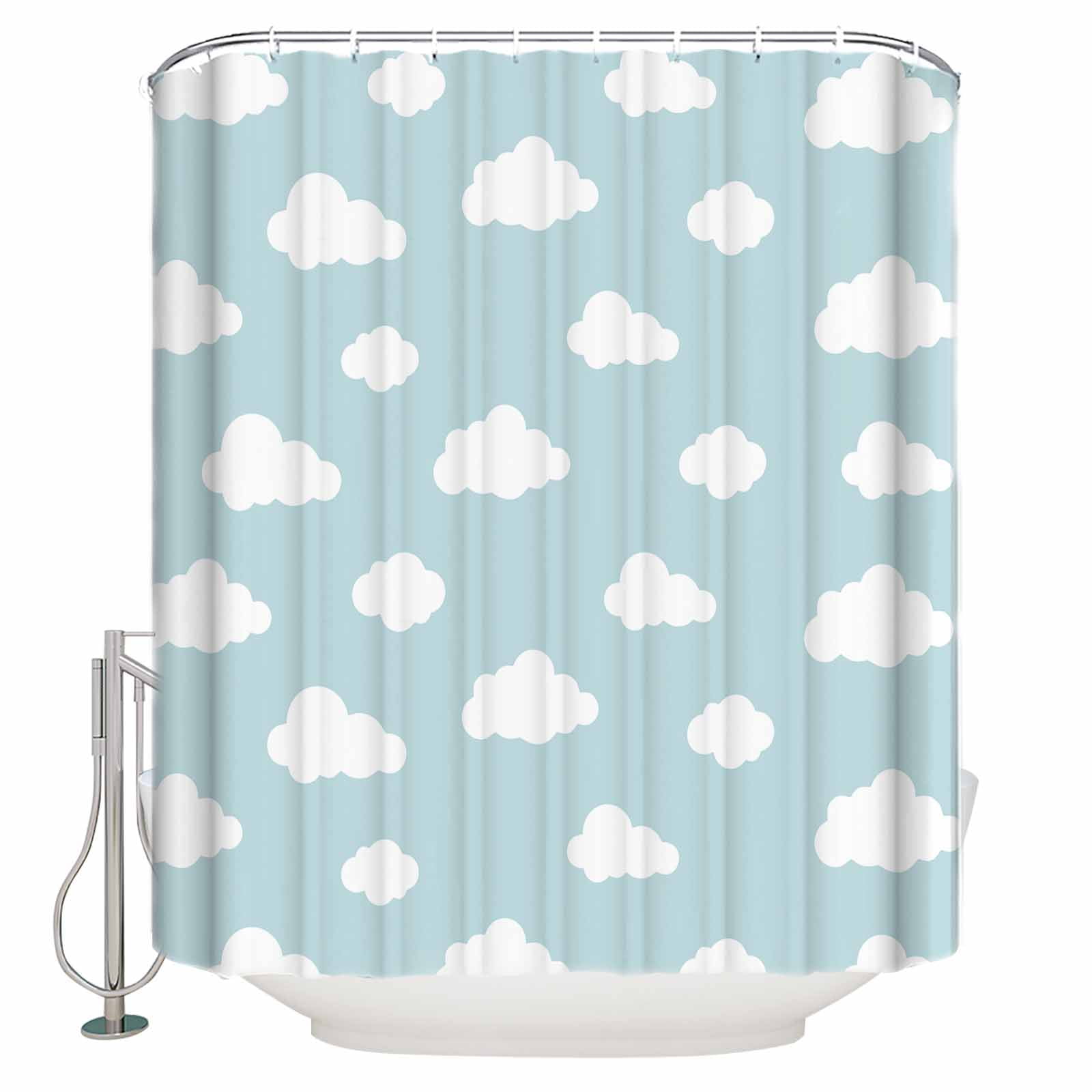 Clouds Bathroom Shower Curtains with 12 Hooks Polyester Waterproof ...