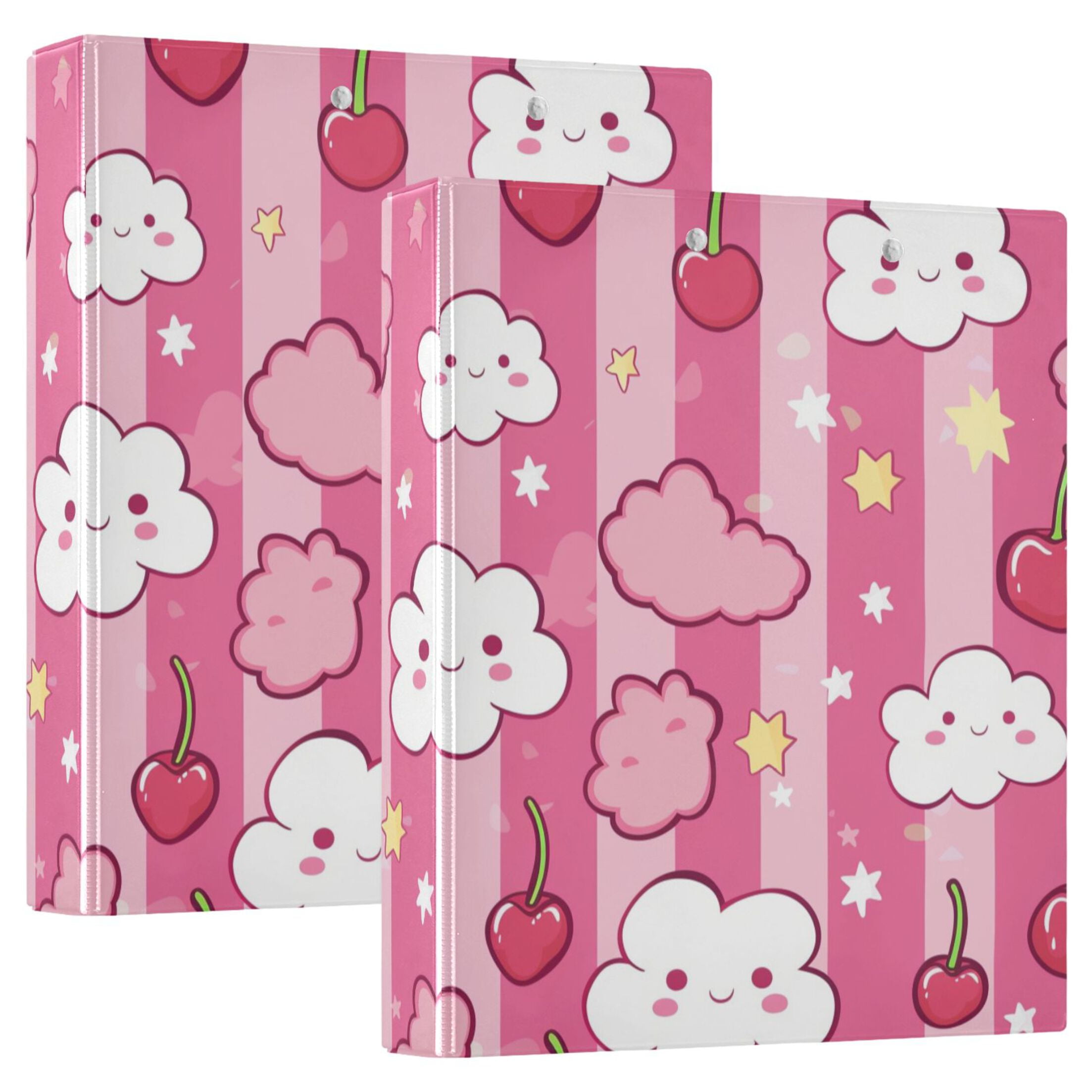 Clouds Cherries Star Hardcover 3 Ring Binder 1.5” Round Rings Letter ...