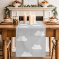 Clouds Dining Table Runner, Sky Cartoon Cool Gray Washable Table ...